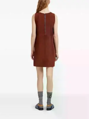 Marni Suede Mini Dress With Daisy Appliqué And Stud Embellishments