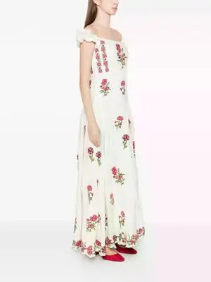 Agua Bendita Siembra Quebrada Floral-pattern Off-shoulder Dress