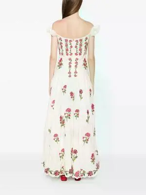 Agua Bendita Siembra Quebrada Floral-pattern Off-shoulder Dress
