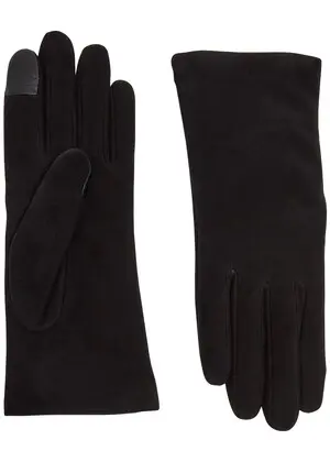 AGNELLE Ines Cashmere-lined Suede Gloves - Black