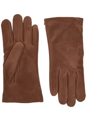 AGNELLE Ines Cashmere-lined Suede Gloves - Brown