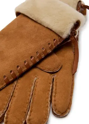 AGNELLE Mia Shearling-lined Suede Gloves