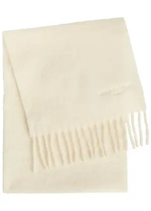 Givenchy Logo-embroidered Fringed Alpaca-blend Scarf - Ivory