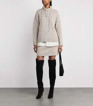 Theory Wool-cotton-cashmere Drawstring Sweater