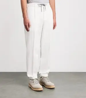 Eleventy Cotton Drawstring Tapered Trousers