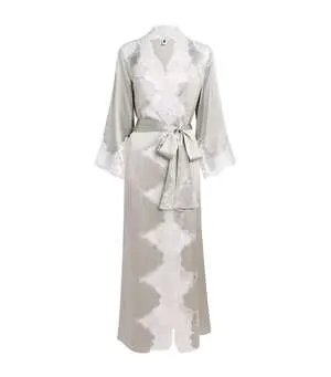GILDA & PEARL Silk Written In The Stars Long Robe - Silver