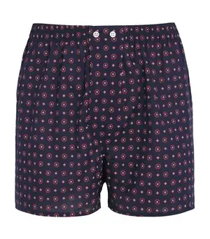 Derek Rose Cotton Geo Print Boxer Shorts - Navy