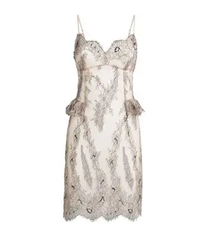 Rosamosario Embroidered Mini Nightdress - Nude