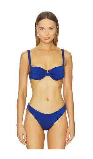 CIN CIN Ariel Ruched Bikini Top - Navy