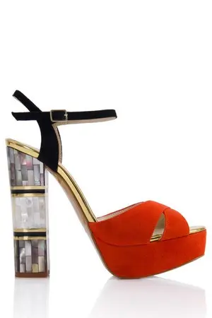 FREYA ROSE Suki Ankle Strap Platform Heel Sandal - Red