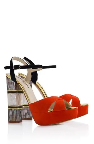 FREYA ROSE Suki Ankle Strap Platform Heel Sandal - Red
