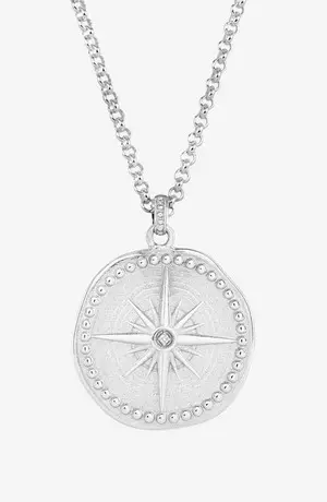 DOWER & HALL Diamond True North Talisman Necklace - Sterling Silver