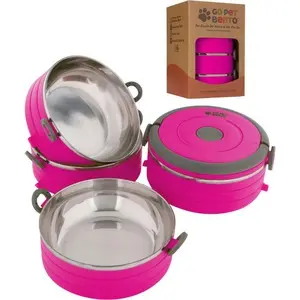 HEALTHY HUMAN Stainless Steel Travel Dog Bowls Set Of 3 - Multicolored