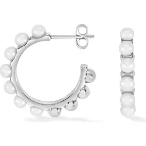 DOWER & HALL Pearl Hoop Earrings - Sterling Silver