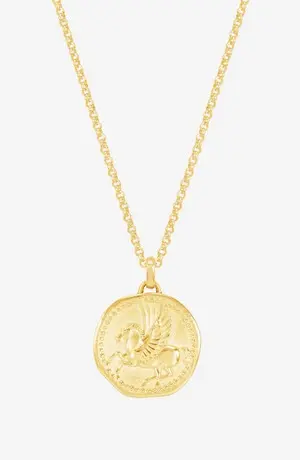 DOWER & HALL Pegasus Talisman Necklace - Yellow Gold Vermeil