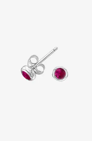 DOWER & HALL 3mm Ruby Dewdrop Stud Earrings - Sterling Silver