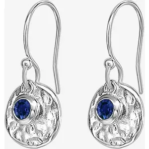 DOWER & HALL Hammered Disc And Sapphire Earrings - Sterling Silver