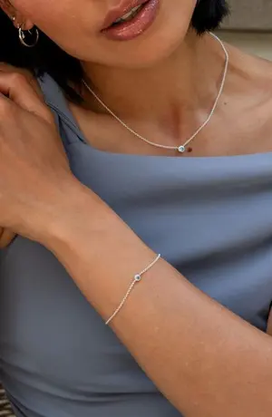DOWER & HALL Single Aquamarine Dewdrop Chain Bracelet - Sterling Silver