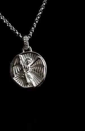 DOWER & HALL St. Michael Talisman Pendant Necklace - Sterling Silver