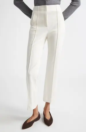 Veronica Beard Kean Pintuck Pleat Crop Pants - Dove