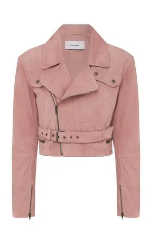 Alex Perry Cropped Suede Biker Jacket