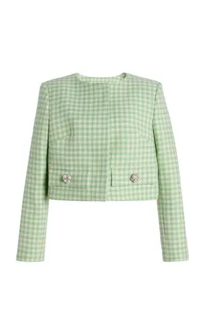 Oscar De La Renta Checked Wool Tweed Jacket