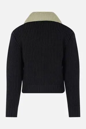 NAMACHEKO Ribbed Wool Knit Cardigan - Black