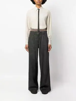 Brunello Cucinelli Beaded-tie Silk Shirt