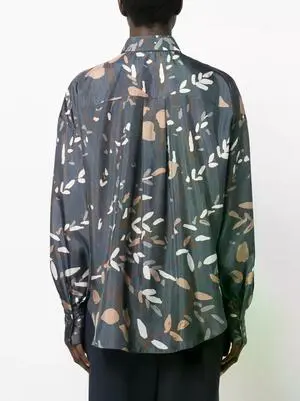 Brunello Cucinelli Leaf-print Silk Shirt