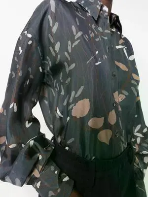 Brunello Cucinelli Leaf-print Silk Shirt