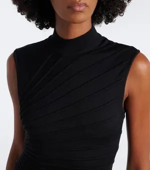 Alaïa Asymmetric Virgin Wool Midi Dress - Black