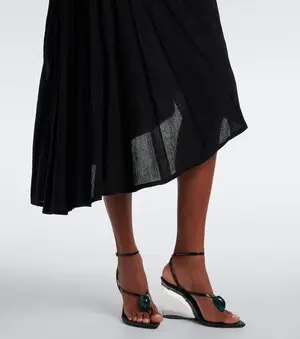Alaïa Asymmetric Virgin Wool Midi Dress - Black