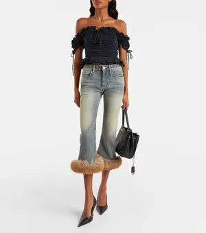 Balenciaga Gathered Cotton Crop Top