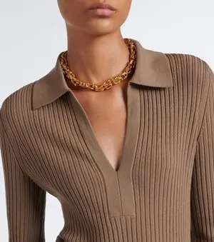 JOSEPH Ribbed-knit Wool-blend Polo Sweater - Beige
