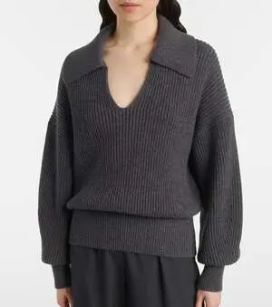 JOSEPH Ribbed-knit Wool-blend Polo Sweater