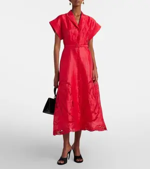 LEO LIN Aubrey Linen-blend Canvas Midi Dress