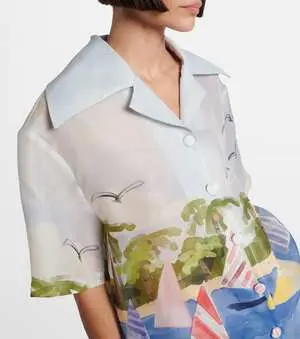 LEO LIN Casey Printed Silk Shirt