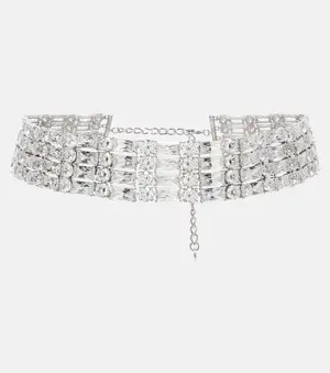 SELF-PORTRAIT Crystal-embellished Choker - Silver