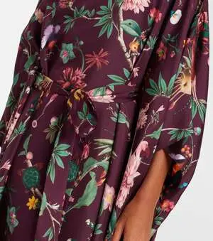 La DoubleJ Floral Silk Kaftan - Burgundy
