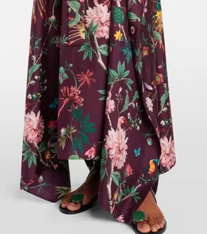 La DoubleJ Floral Silk Kaftan - Burgundy