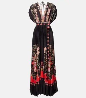 La DoubleJ Accordion Pleated Printed Maxi Dress - Multicoloured
