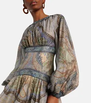 Zimmermann Wanderlust Cotton And Silk-blend Minidress - Blue