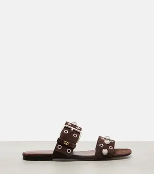 Valentino Garavani Nellcote Studded Suede Sandals - Brown