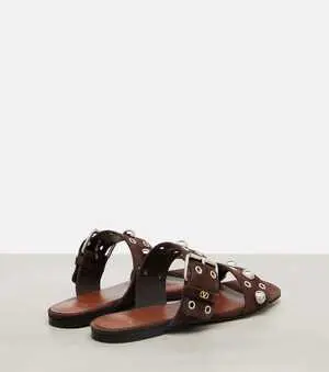 Valentino Garavani Nellcote Studded Suede Sandals - Brown