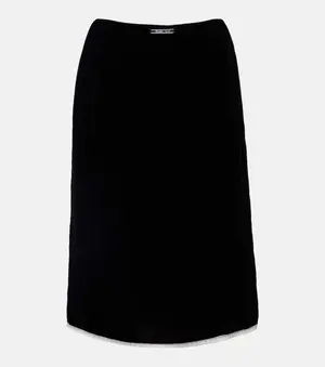 Prada Lace-trimmed Velvet Midi Skirt