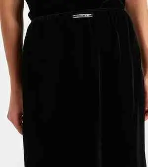 Prada Lace-trimmed Velvet Midi Skirt