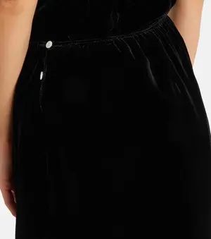 Prada Lace-trimmed Velvet Midi Skirt
