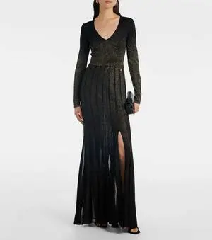 Roberto Cavalli Glitter Pleated Gown
