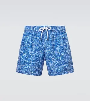 Fedeli Madeira Printed Swim Trunks - Blue