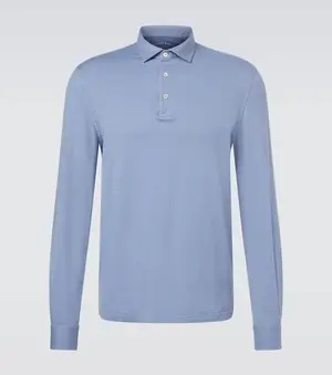 Fedeli Zero Cotton Jersey Polo Shirt - Blue